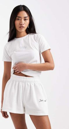 Six Stories Bridal - Sweat-Shorts in Wei&szlig; mit Just Married-Schriftzug, Kombiteil