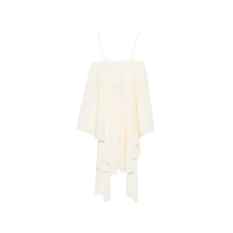 System Layered Ruffled Design Blouse - Beige