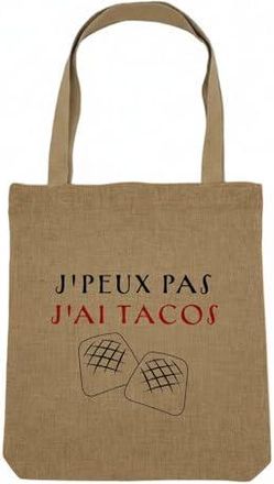 Fabulous Sac Shopping Tote Bag Aspect Lin - JPeux Pas Jai Tacos French Tacos Fast Food - Sac de Courses Toile Epaisse 360g Beige Naturel Cabas Port&eacute; Epaule Sol