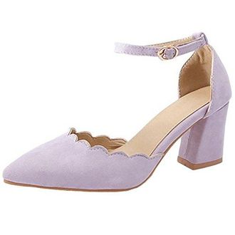 SJJH Femme Talon Bloc Sandales Habillées Bride Cheville Bout Fermé Chaussures