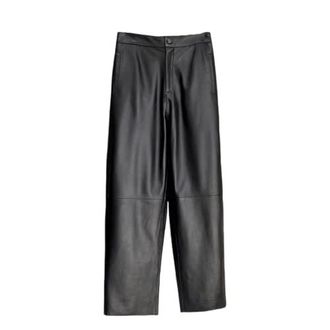 Generic Sarouel mince en cuir pour femme - Taille élastique - Longueur cheville, Noir, XXL