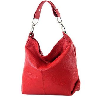 modamoda.de T168 Sac &agrave; bandouli&egrave;re, sac port&eacute; &eacute;paule, en cuir, fabriqu&eacute; en Italie, rouge, M