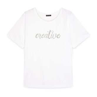 Fiorella Rubino Jersey T-Shirt mit Stickerei - - Tops - Damen - Wei&szlig; - XL