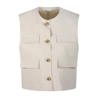 P.A.R.O.S.H. P.a.r.o.s.h., Femme, Vestes, Beige, Taille: 40 FR Gilet en m&eacute;lange de lin avec boutons dor&eacute;s