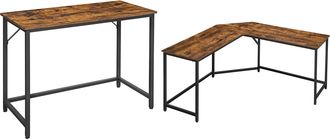 Vasagle Schreibtisch, 2er Set schmaler Computertisch, L-f&ouml;rmiger B&uuml;rotisch, Arbeitszimmer, Homeoffice, B&uuml;ro, einfacher Aufbau, Metall, Industrie-Design, vinta