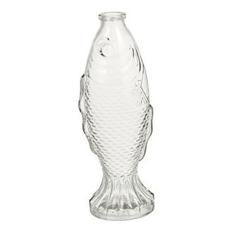 TOPBATHY Vase Verre Transparent Forme De Poisson D&eacute;coration De Table &Eacute;l&eacute;gante Ornement Floral avec Bouchon Li&egrave;ge Centre De Table Original pour Mariage Et &Eacute;v&eacute;ne