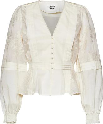 Silvian Heach Femme, Blouses et Chemises, Jaune, Taille: 42 FR Blouse Boutonn&eacute;e &agrave; D&eacute;tails en Dentelle