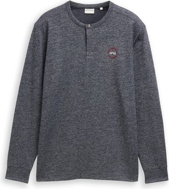 Tom Tailor Herren 1048587 Henley Langarmshirt aus Baumwolle, 19932-Navy Grindle Structure, L