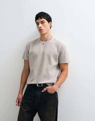 Tommy Jeans T-shirt gaufr&eacute; - Taupe-Neutral