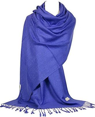 GFM Écharpe style pashmina Motif floral cachemire -bleu-(P093-crtnlall)