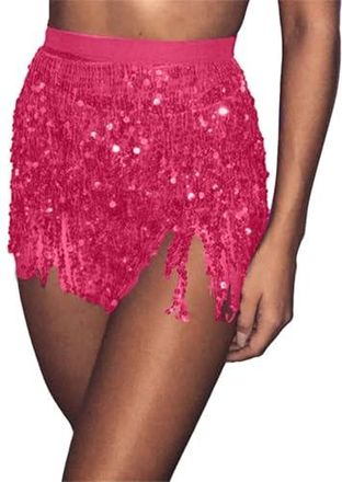 Generic Cha&icirc;ne de taille pour femme - Noir - &Eacute;charpe de hanche - Paillettes - Cha&icirc;ne de taille - Ceinture aveugle de mariage, Rouge, taille unique