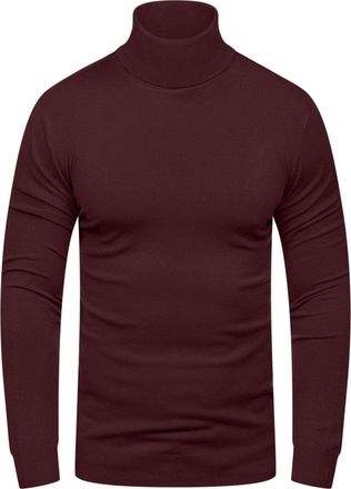 Rello & Reese Herren Rollkragenpullover Strick-Pullover Rolli Sweatshirt Feinstrick 22289 [Weinrot