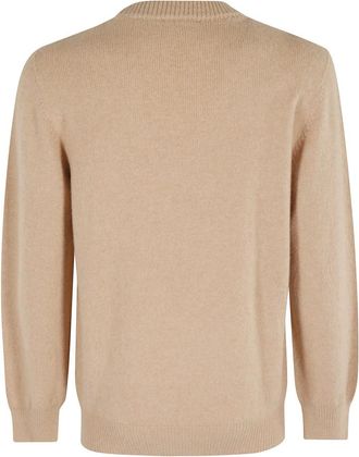 A Paper Kid Homme, Pulls, Beige, Taille: M Pull Noir à Col Rond Tricoté