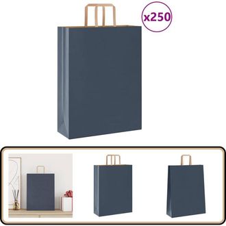 vidaXL Vidaxl - Papiertragetaschen 250 Stk. mit Henkeln Blau 32x12x42 cm