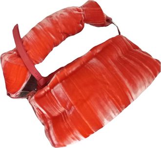 Dries Van Noten Orange Velvet Knot Bag