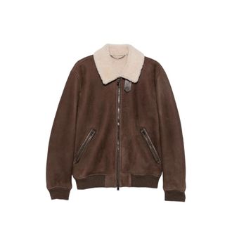 Canali Shearling-collar Suede Jacket