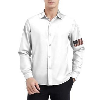 Generic Chemise extensible &agrave; manches longues pour homme - Chemise boutonn&eacute;e imprim&eacute;e - Coupe r&eacute;guli&egrave;re - Chemise daffaires urbaine &eacute;l&eacute;gante - Chemisier formel