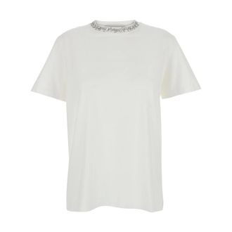 Golden Goose Femme, Tops, Blanc, Taille: 38 FR T-shirt en Jersey de Coton Us&eacute; Brod&eacute;