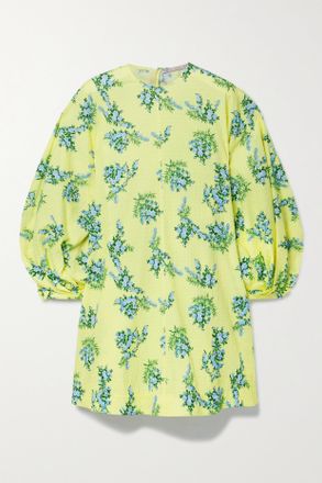 Emilia Wickstead Mini-robe En Coton M&eacute;lang&eacute; &Agrave; Fil Coup&eacute; Et &Agrave; Imprim&eacute; Fleuri Nelson - Jaune