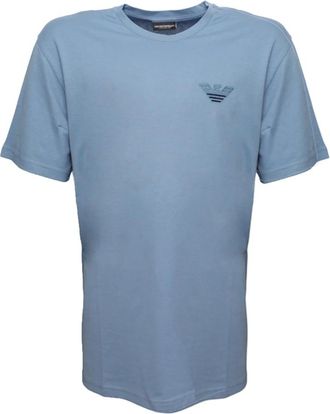 Emporio Armani T-shirt en Coton avec Logo Avant - Homme - Tops - Bleu - Taille: XL