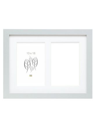 Deknudt Frames Bilderrahmen mit Passepartout f&uuml;r 2 Bilder 13x18cm - Silber - Holz MDF - Galerierahmen - Bilder Aufh&auml;ngen oder ausstellen - 26x35cm