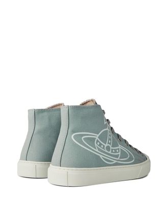Vivienne Westwood Mens Plimsoll Logo High-Top Sneakers Grey Shoes >