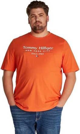 Tommy Hilfiger T-Shirt Manches Courtes Homme Center Stack Tee en Coton, Orange (Brilliant Orange), XXL