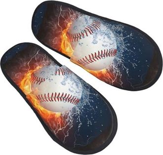 Generic Chaussons Femme Homme Baseball Dans Le Feu Et LEau Maison Chaussures Automne Hiver Doubl&eacute;es En Peluche Pantoufles Pour Invit&eacute;s, Pour F&ecirc;te, Mariage, Ho