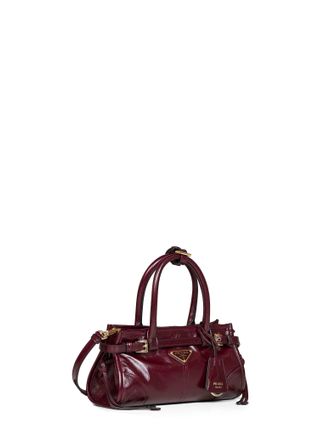 Prada Womens Handbag Bonnie Mini Burgundy Calf Leather Handbags Hand Bags