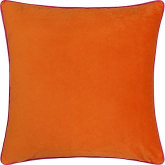 furn. Meridian Kissenbezug - luxuri&ouml;ser kontrastfarbener paspelierter Samt-Dekobezug (Clementine/Helles Rosa - 45x45cm)