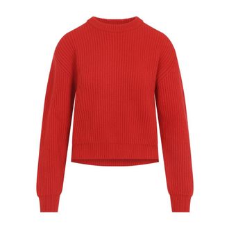 Jil Sander Gerippter Strickpullover - - Knitwear - Damen - Rot - S