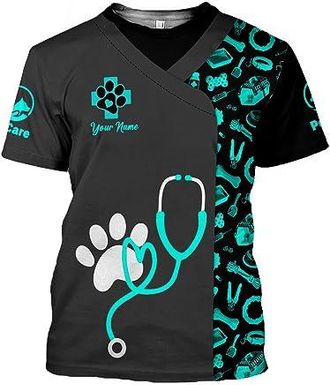 Generic T-Shirts De Sport Patte Chien Chat Animal Médecine Vétérinaire Vétérinaire Doux T-Shirt Homme Confortable Chemise Fitness pour Running Workout Fitness