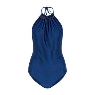 Zimmermann Aster Gathered Beaded One-Piece - - Swimwear - Damen - Blau - M