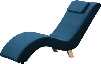 Fredriks home24 Relaxliege Sandon II Blau/Marineblau Samt Ravi 160 x 86cm