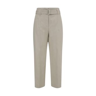 Brunello Cucinelli Leinenhose mit G&uuml;rtel - - Trousers - Damen - Grau - XL