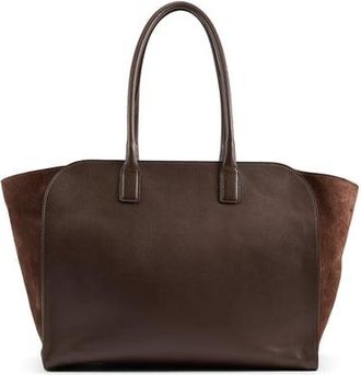 Saison 1865 Sac cabas &agrave; empi&egrave;cement daim en cuir grain&eacute;