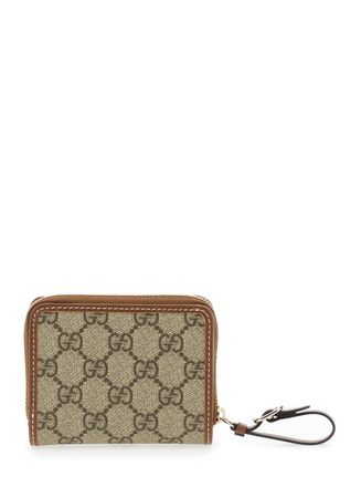 Gucci Womens Beige Wallet With Snap Button And Zip Closure Polyurethane