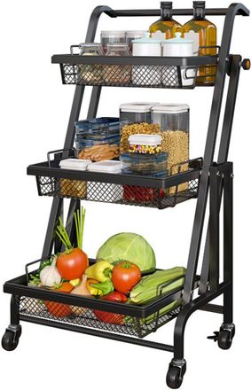 Generic K&uuml;chenwagen mit 3 Etagen und Rollen - Vielseitiger Servierwagen f&uuml;r K&uuml;che, Schlafzimmer, Balkon und Wohnzimmer - Leicht zug&auml;ngliches Ausziehdesign f&uuml;r