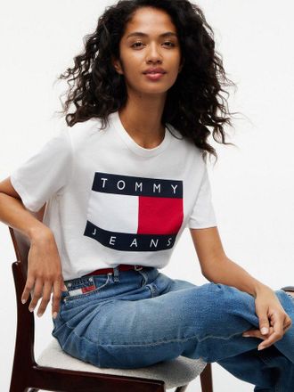 Tommy Jeans Rundhalsshirt TJW BXY FLAG SS TEE EXT Baumwolle