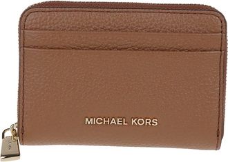 Michael Kors Femme, Accessoires, Brun, Taille: ONE Size Jet Set Small Pebbled Leather Zip-Around Card Case