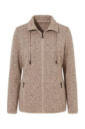 Ulla Popken Sweatjacke Strickfleece-Jacke Stehkragen Zipptaschen