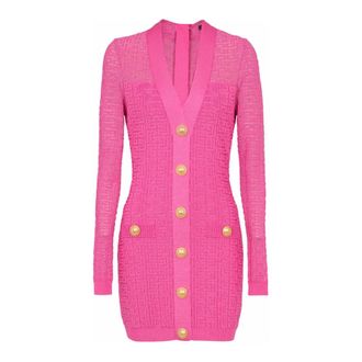 Balmain Femme, Robes, Rose, Taille: 40 FR Monogrammed Knit Dress