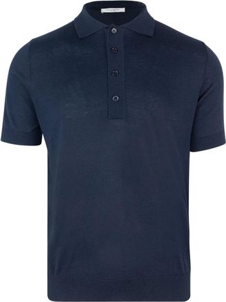 Paolo Pecora Homme, Tops, Bleu, Taille: 2XL Polo Bleu Col C&ocirc;tel&eacute;