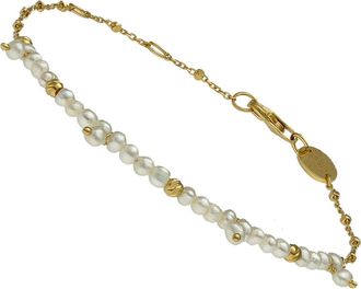 OrusBijoux Bracelet Argent Dor&eacute; Pampille Et Perle Naturelle Blanche