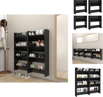 vidaXL Vidaxl - Wand-Schuhschränke 4 Stk. Hochglanz-Schwarz 60x18x60 cm - Wand-Schuhschrank - Schuhschrank - Schuhregale - Garderobe - Aufbewahrungssystem