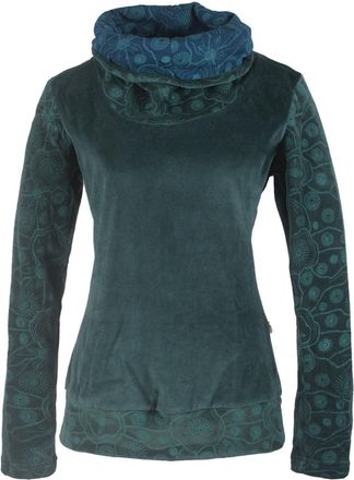 vishes Alternative Bekleidung - Damen Rollkragen Samtpullover Sweater aus Baumwolle Bedruckt t&uuml;rkis 42