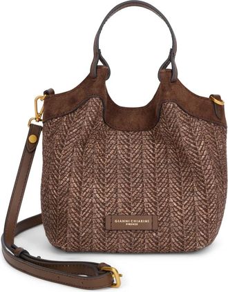 Gianni Chiarini Femme, Sacs, Brun, Taille: ONE Size Dua Straw Shoulder Bag