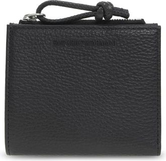 Emporio Armani Homme, Accessoires, Noir, Taille: ONE Size Porte-cartes zipp&eacute; en cuir foulonn&eacute;