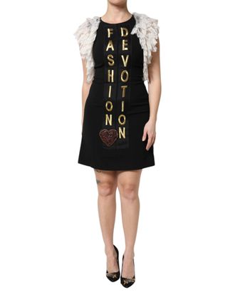 Dolce & Gabbana Womens Black Fashion Devotion Embellish Mini Dress