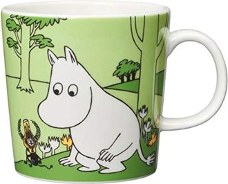 iittala Sommer-Design: Arabien-Keramik-Mumin-Tasse, 299,9 ml, Moomintroll Green Grass